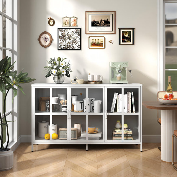 Ebern Designs 55" W Sideborad Accent Cabinet Kitchen Buffet Metal Storage Cabinet & Reviews ...